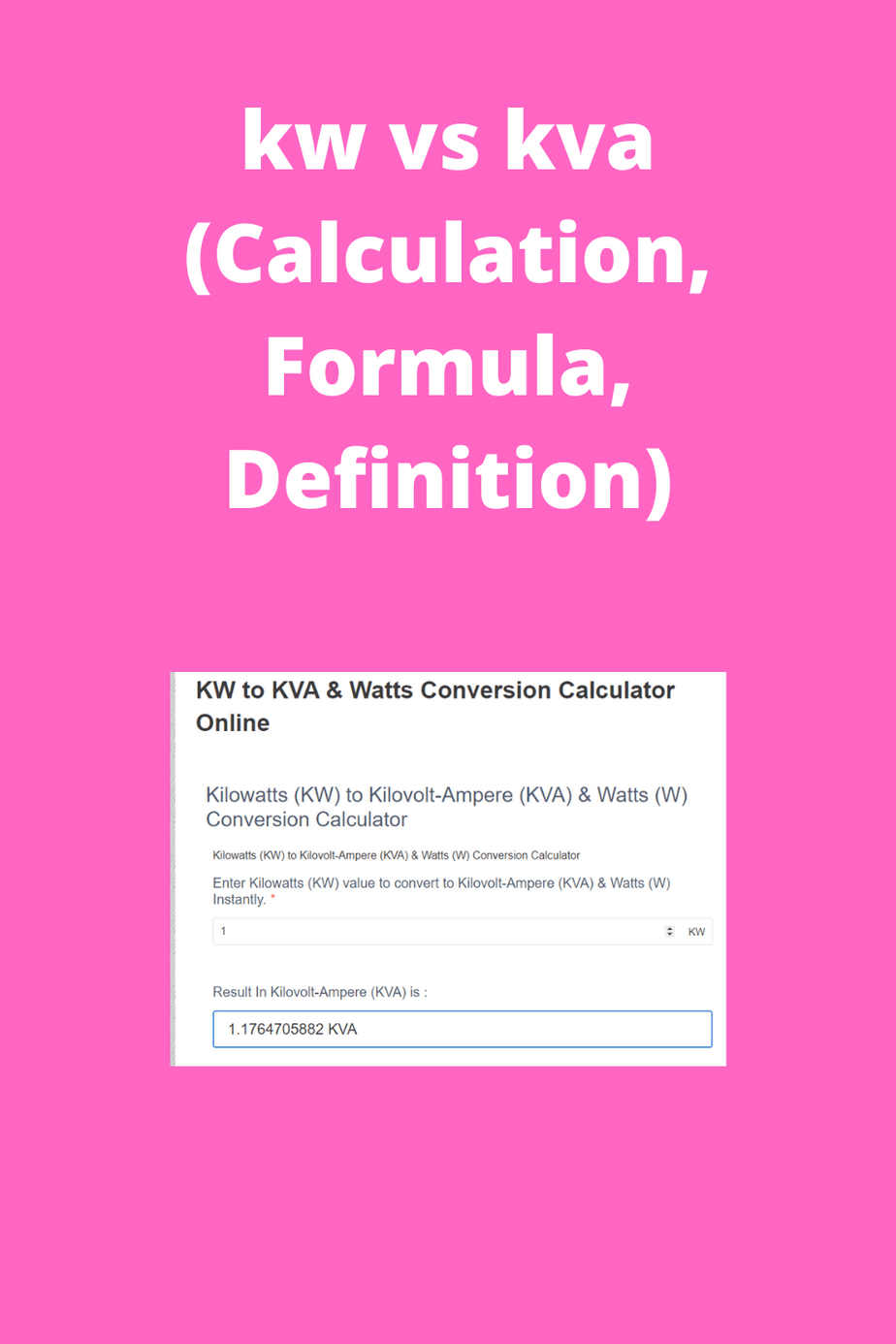 kw vs kva (Calculation, Formula, Definition) - Generators Zone